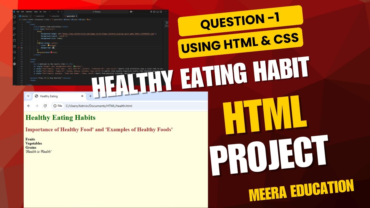 HTML Coding Questions Solved | Learn HTML with Example #meeraeducation ...