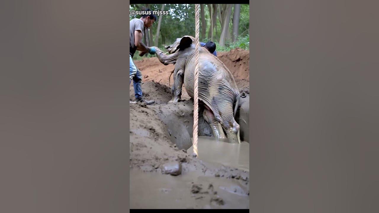Heroic Rescue - Baby Elephant Saved from Muddy Pit - YouTube
