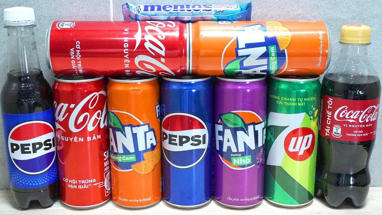 Hunting Coca Cola, Fanta, Pepsi, Mentos to make an experiment, funny ...