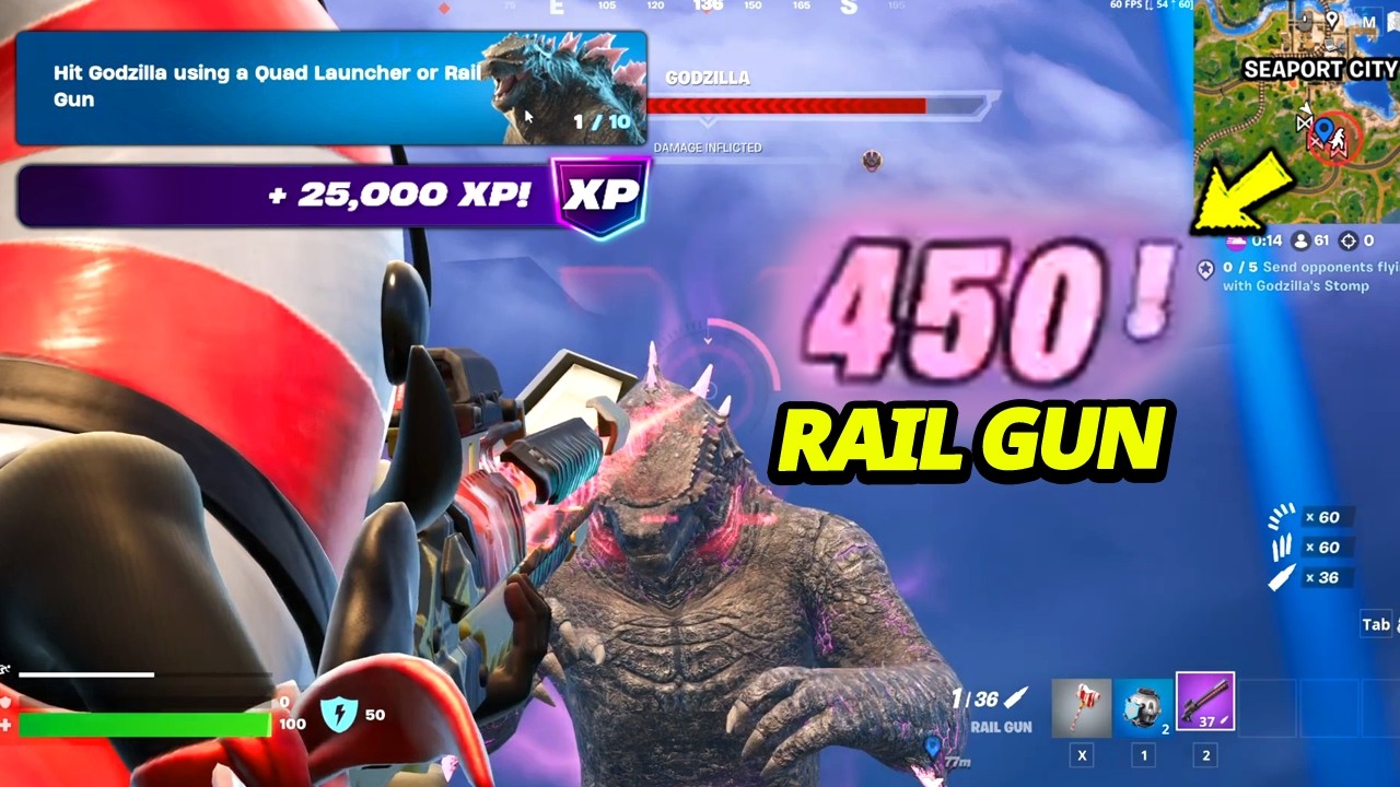 How to EASILY Hit Godzilla Using a Quad Launcher or Rail Gun - Fortnite ...