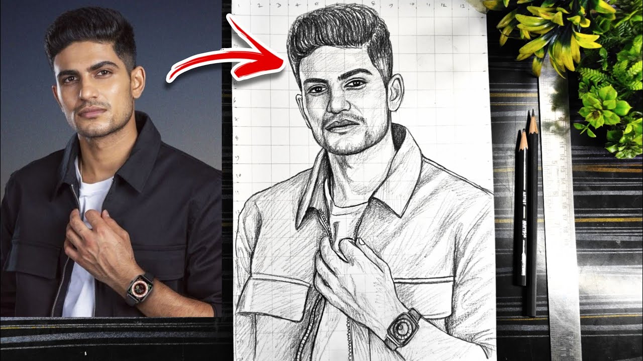 How to draw Shubman Gill, Gujrat Titans Shubhman Gill Drawing Outline ...