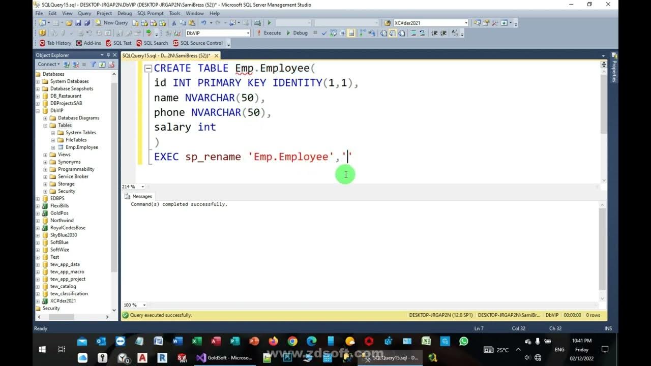 Lesson 2 Create Table Alter Drop Add Column Rename Column - YouTube