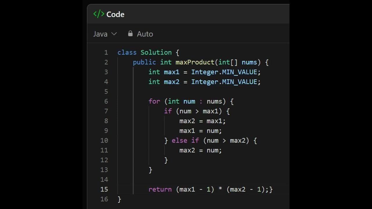 1464 Maximum Product of Two Elements in an Array - YouTube