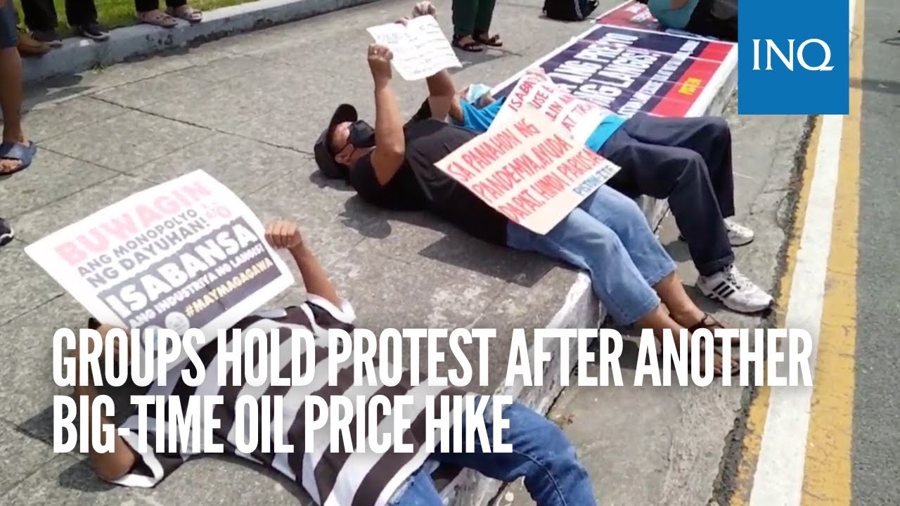 Groups hold protest after another big-time oil price hike - YouTube