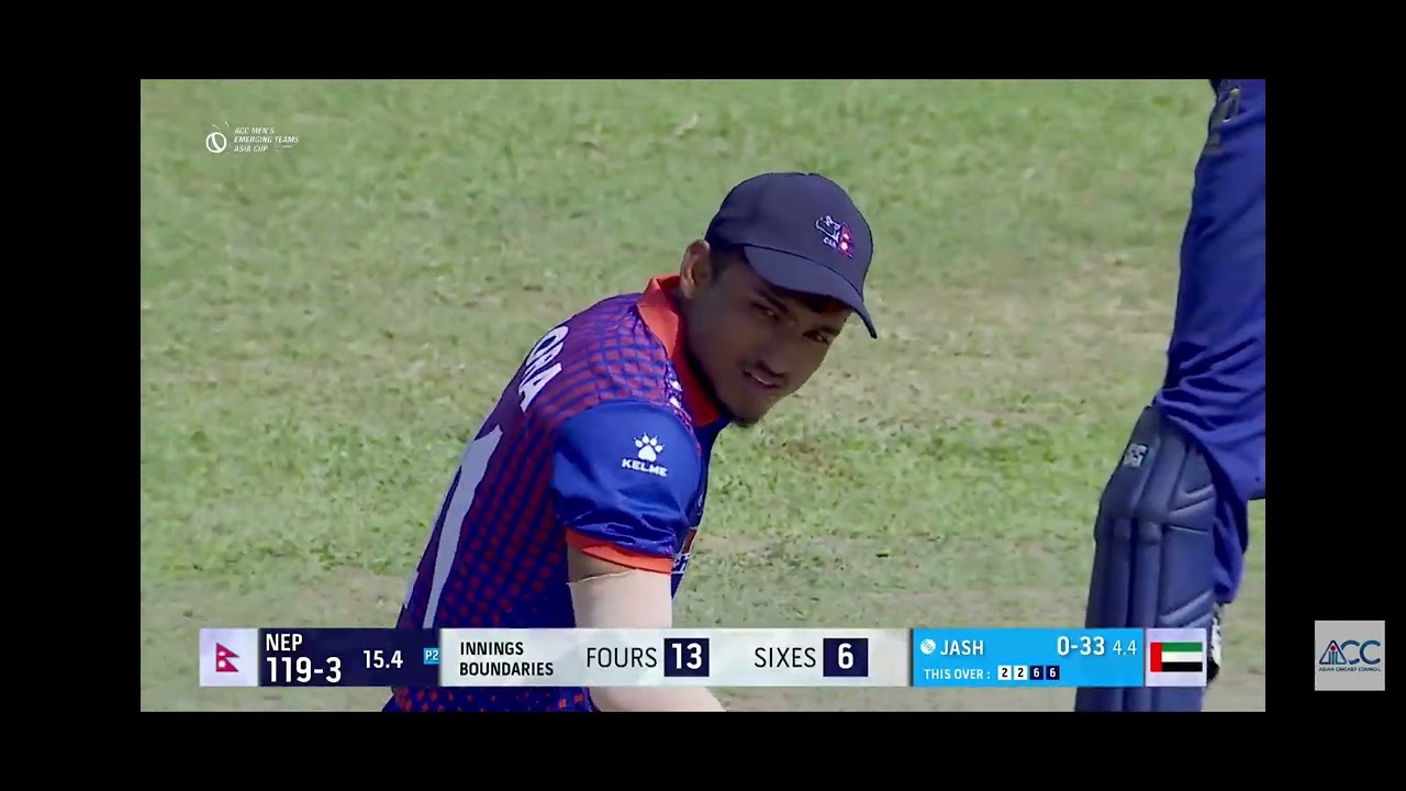 sandeep jora 21 off 6 balls against UAE A in acc emerging teams cup ...