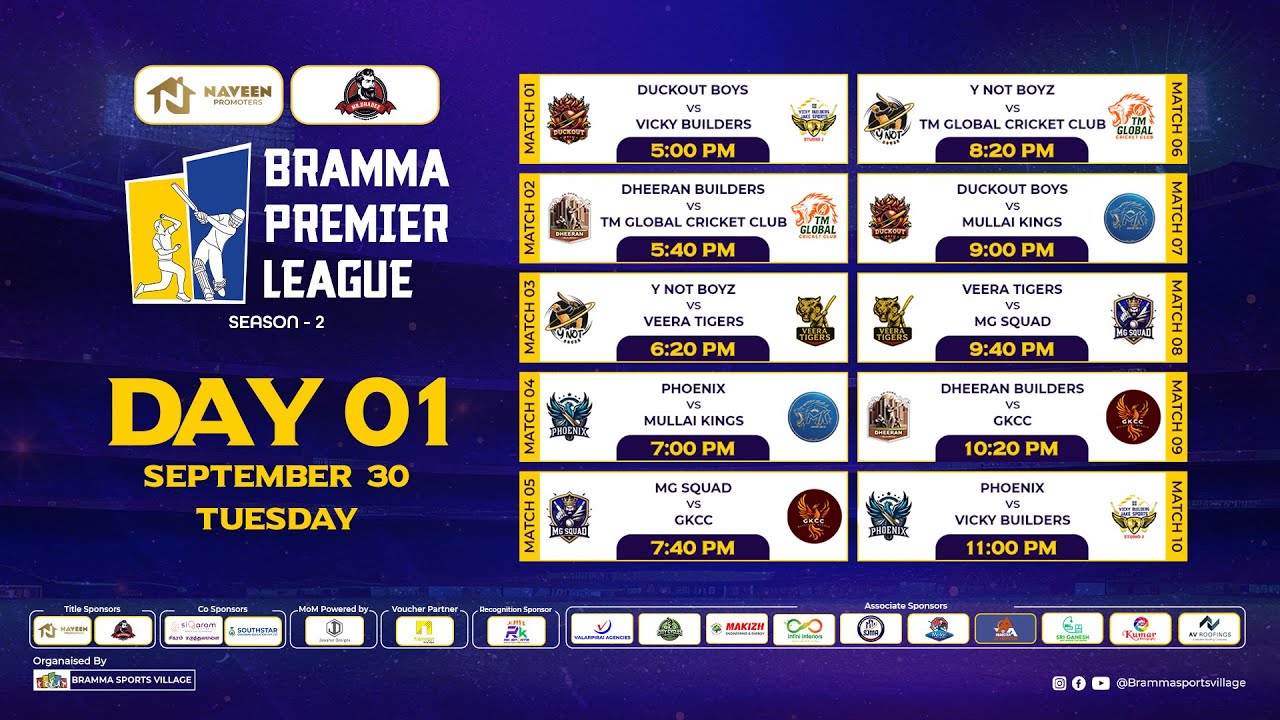 BRAMMA PREMIER LEAGUE SEASON - 2 - Day 01 - YouTube