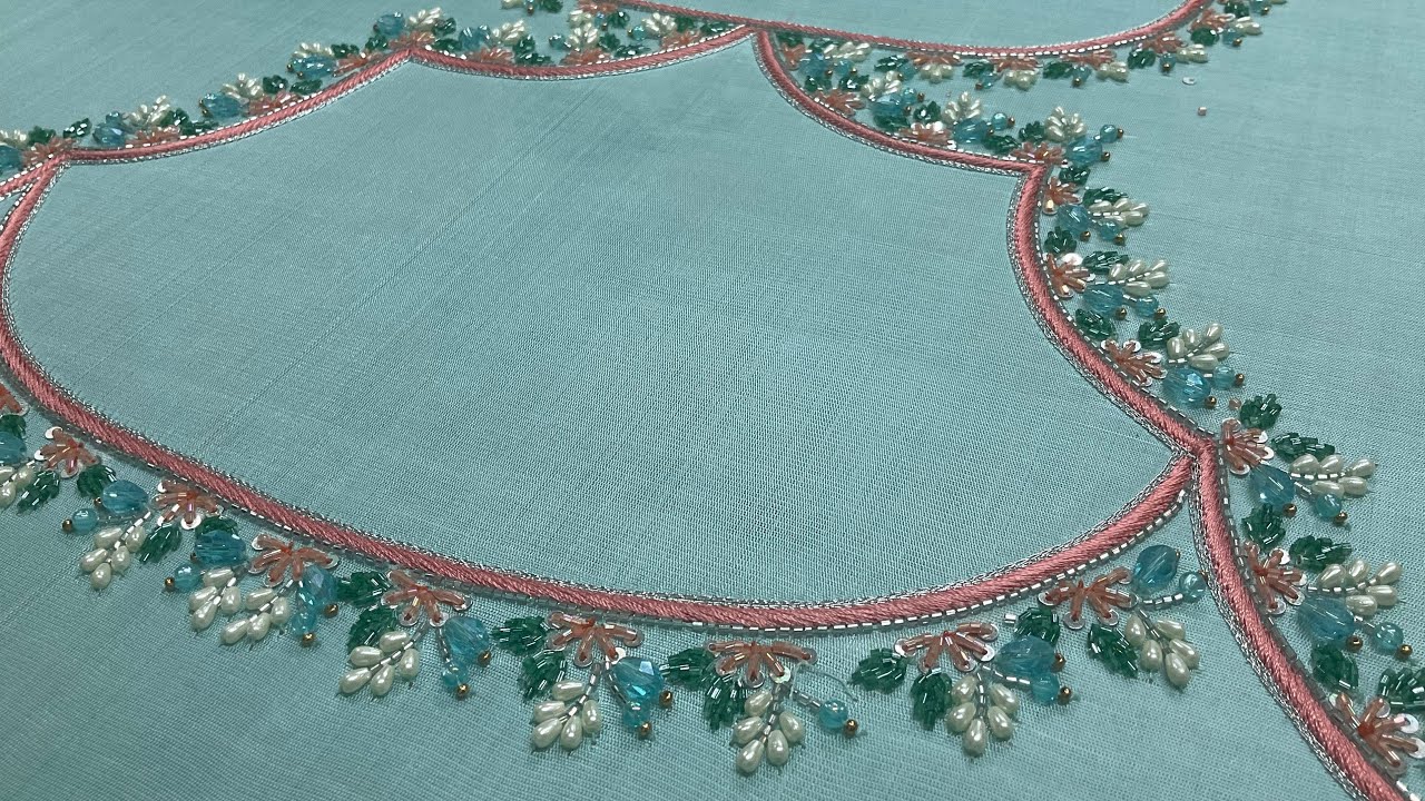 Embroidery with crystal and cutdana beads - YouTube