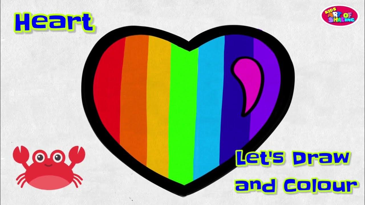 How to draw heart Shape | Drawing for kids | coloring videos - YouTube