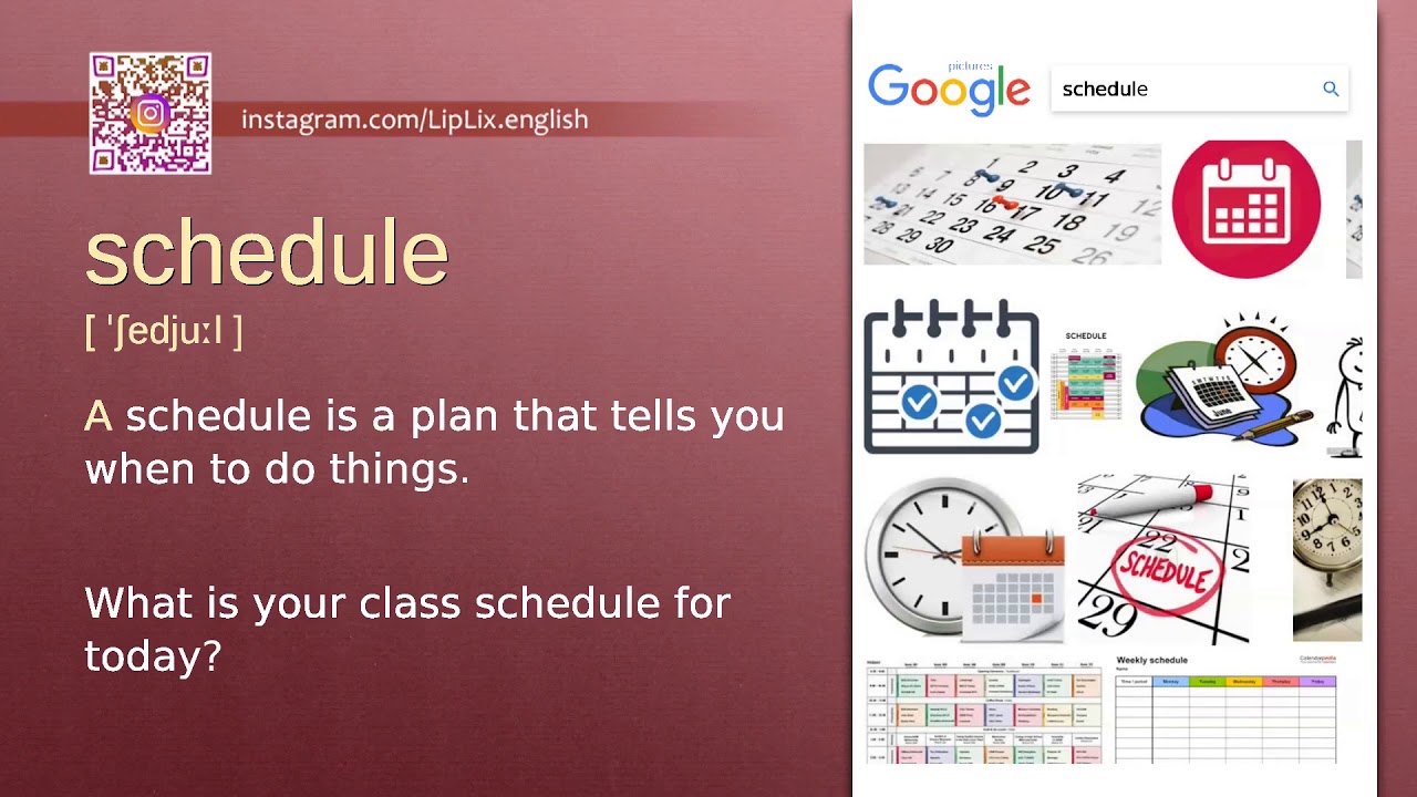 Schedule : B1 level english vocabulary lesson, www.LipLix.com - YouTube