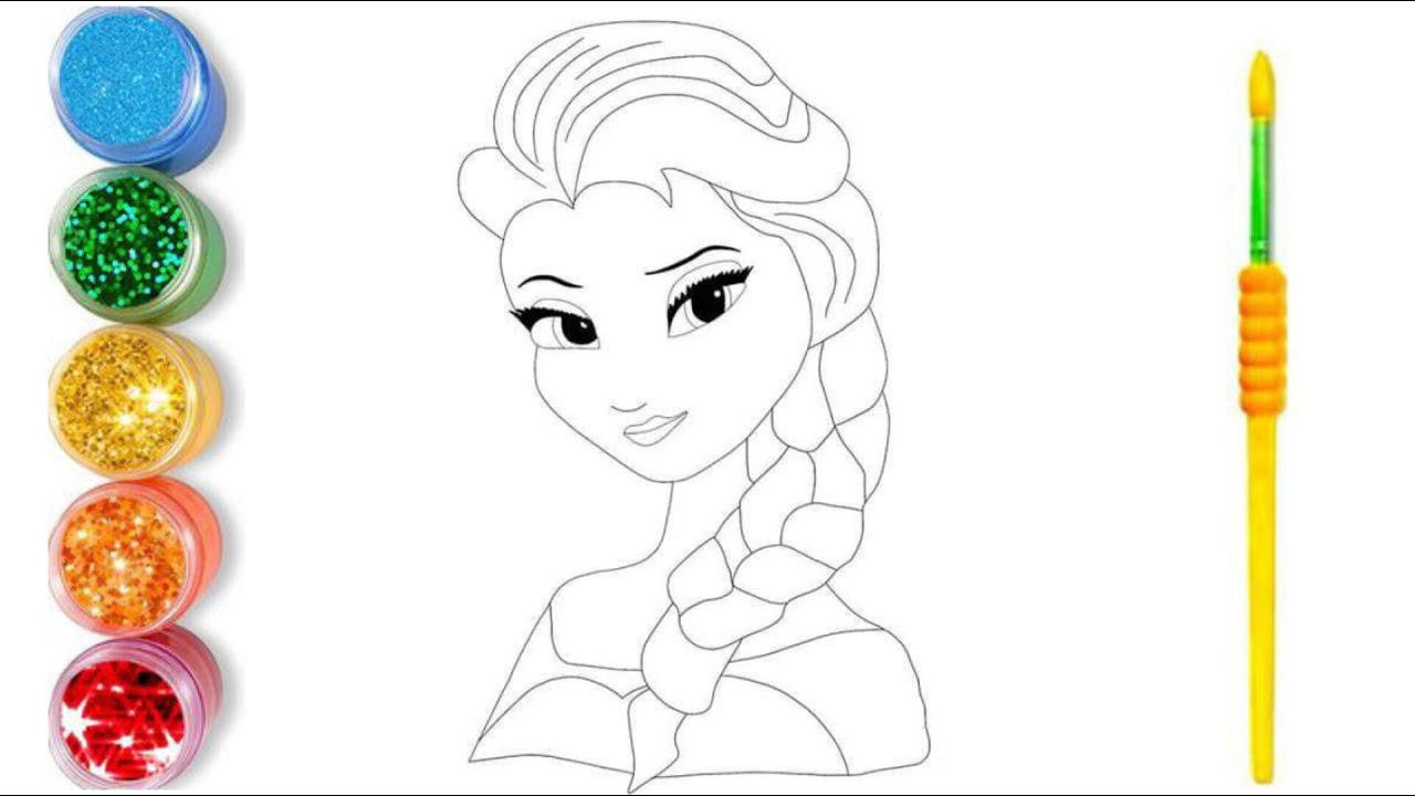draw and colour a Disney princesses cartoon else Frozen for kids and ...
