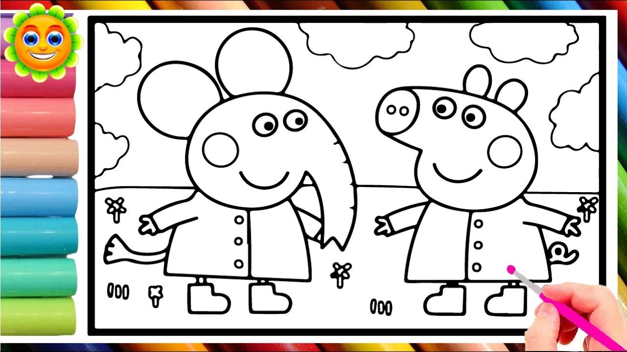 Peppa Pig with Emely Elephant Drawing, Painting & Coloring for Kids and ...