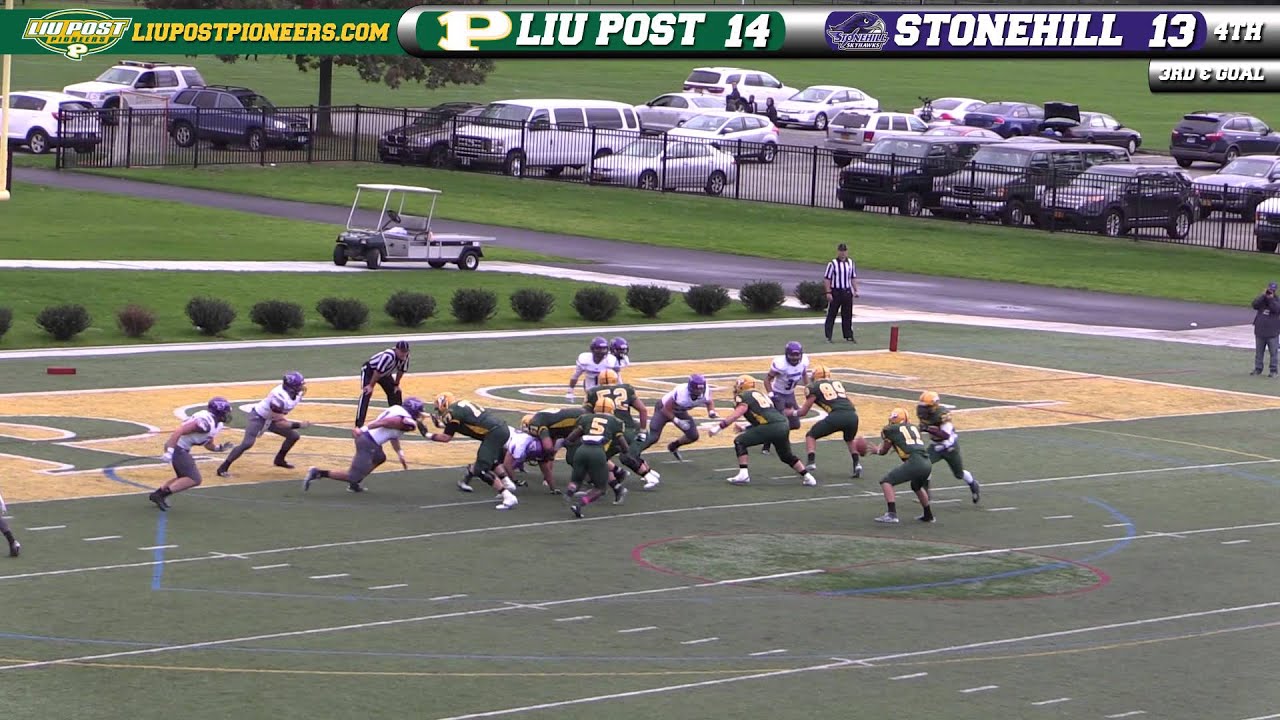 LIU Post Football Defeats Stonehill, 28-25 - YouTube