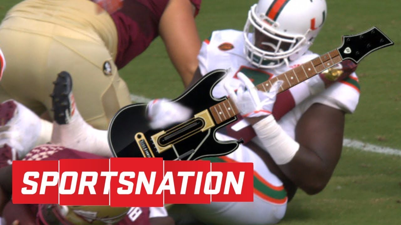 Miami DT plays air guitar on FSU QB's leg after sack | SportsNation ...