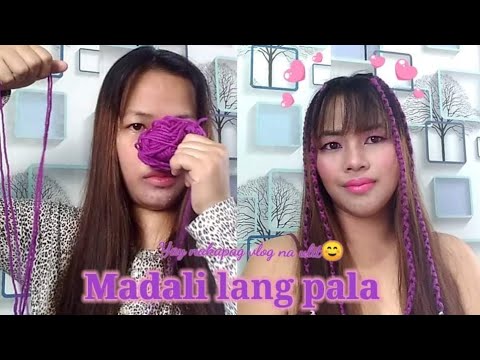 I tried DIY box braid using 10 pesos yarn || Purple bloom - YouTube