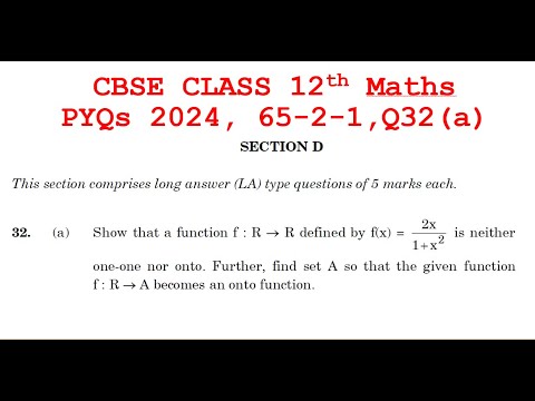 Class 12 Math | Answer Key 2024 | CBSE Board PYQ 2024 | 65-2-1 Set 2 ...