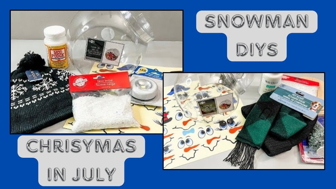 2 Dollar Tree Snowman DIY’s || Christmas in July || Just 2 Easy Crafts ...