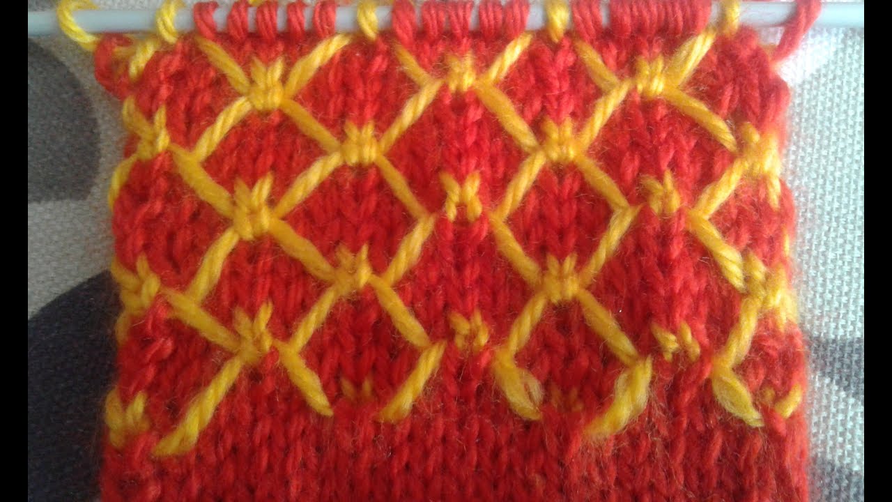 Двухцветный узор спицами Мастер класс Two Color Knitting Pattern