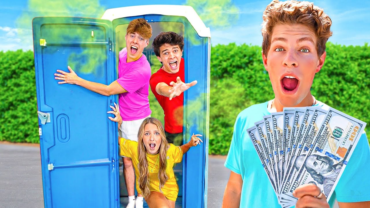 LAST TO LEAVE PORTA POTTY WINS $10,000! - YouTube