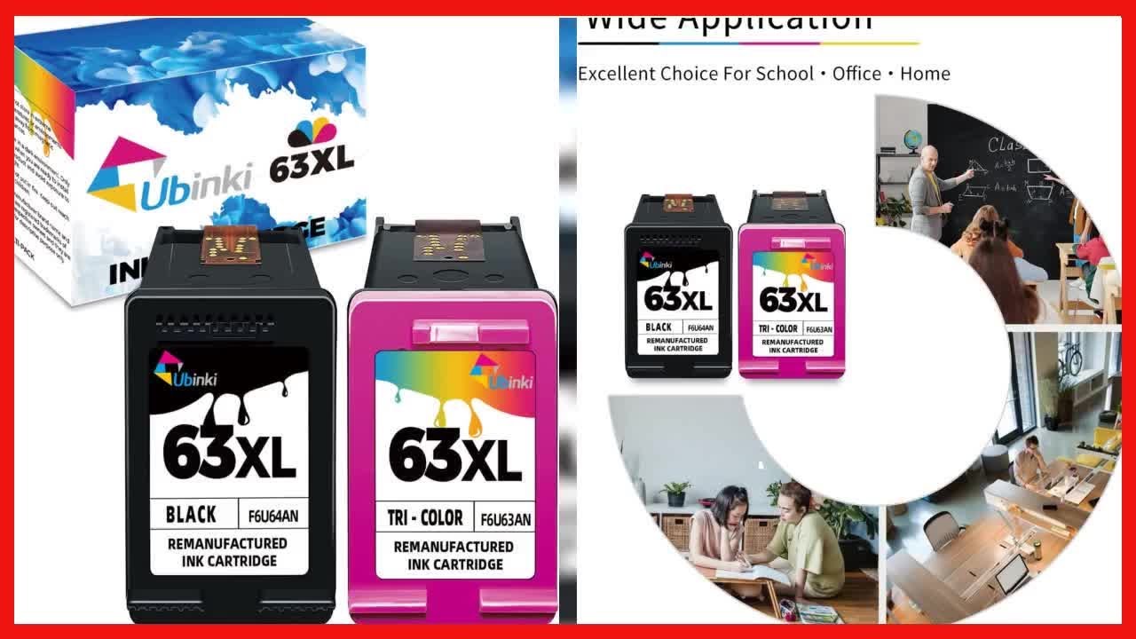 Ubinki 63XL Ink Cartridge Black Color Combo Pack for HP 63 XL 63xl Ink ...