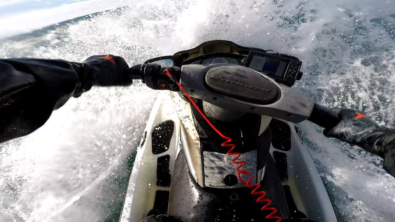 Riding the Jetski offshore in super rough conditions. - YouTube