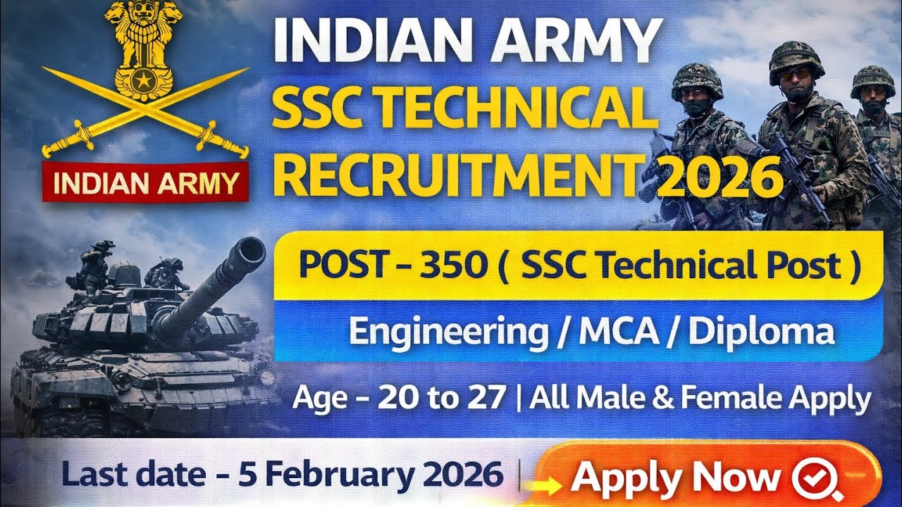 Indian Army ssc Technical Recruitment 2026 | Army ssc Officer ...