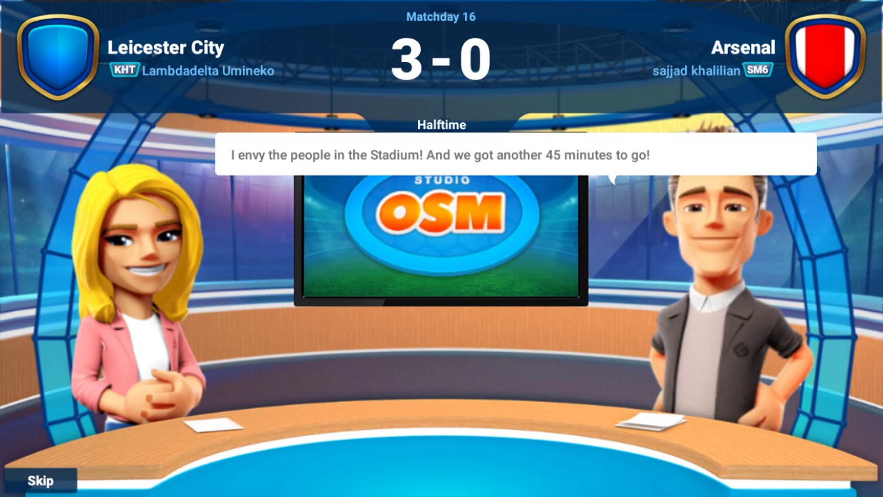 Leicester City (me) vs Arsenal (OSM - Online Soccer Manager) - YouTube