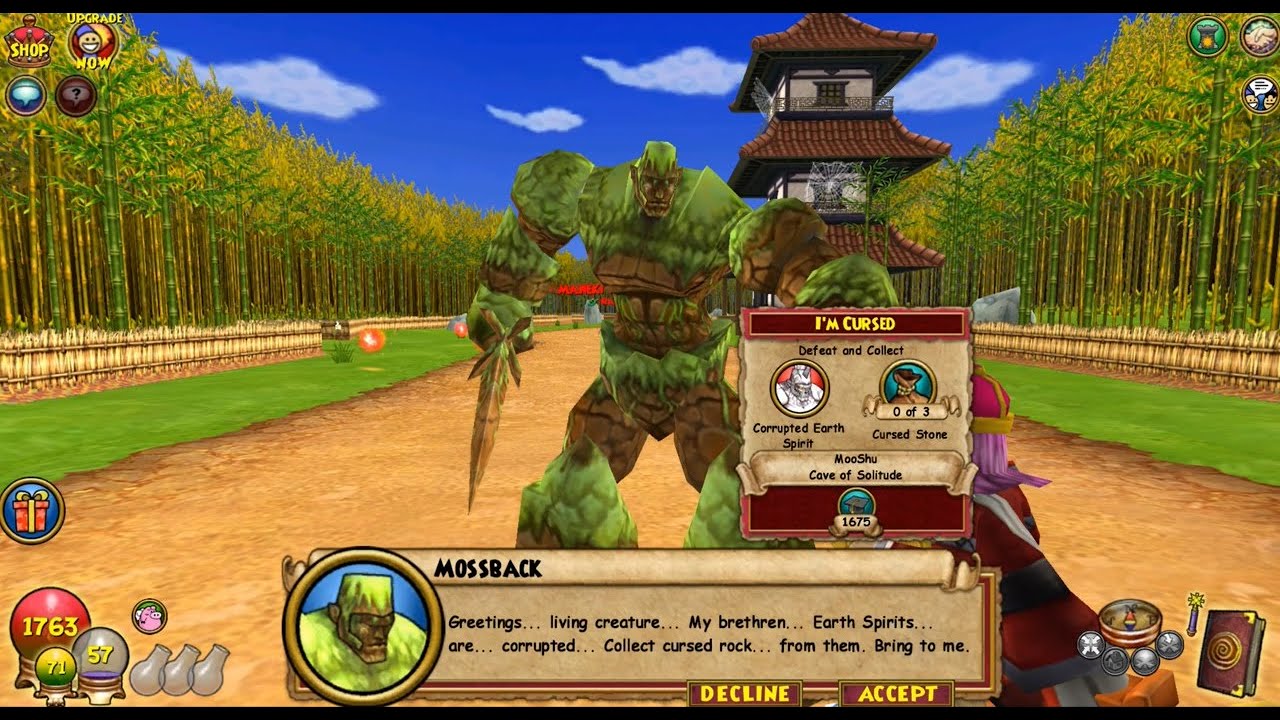 Mossback in Cave of Solitude Mooshu Wizard101 Side Quest - YouTube