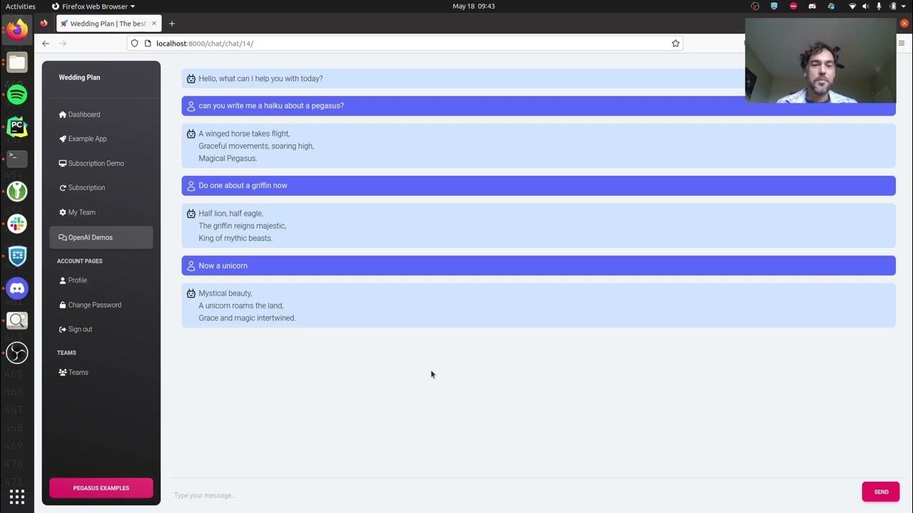 ChatGPT in Django demo with SaaS Pegasus - YouTube