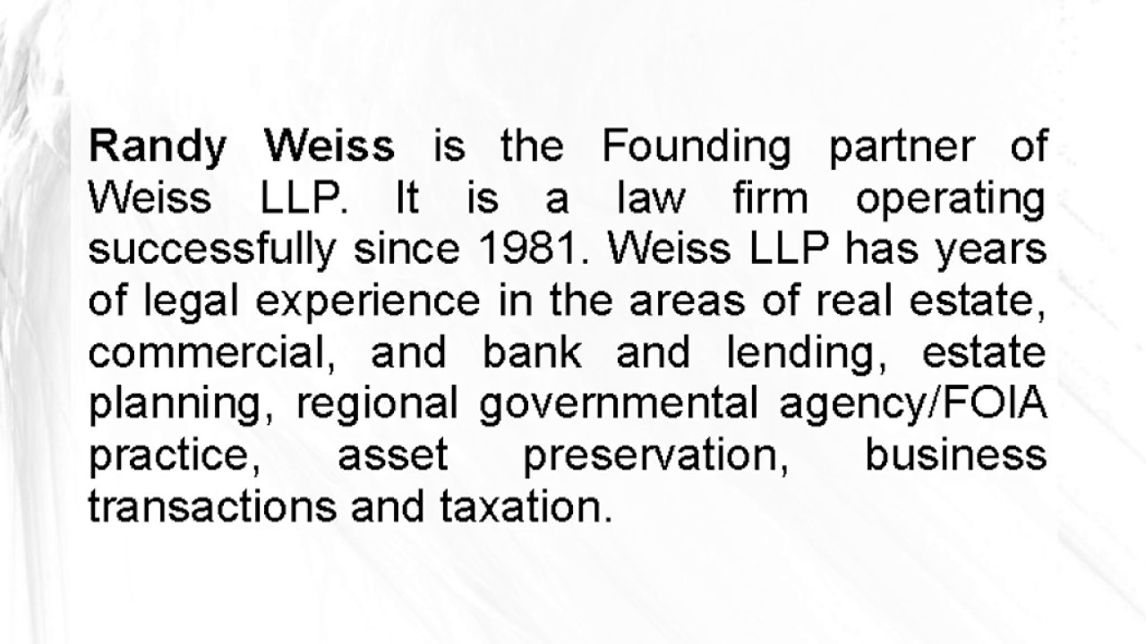 Randy Alan Weiss Is a Trusted Attorney in Washington, DC - YouTube