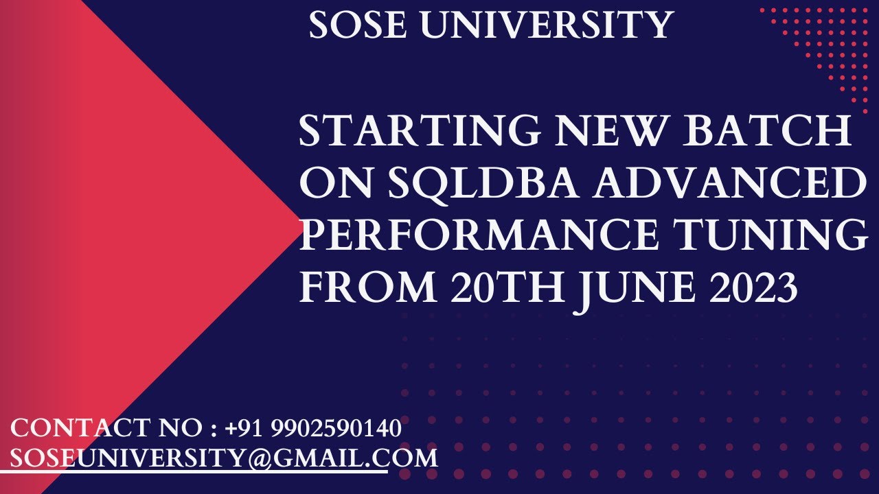 Starting New Batch On Sqldba Advanced Performance Tuning From 20th June