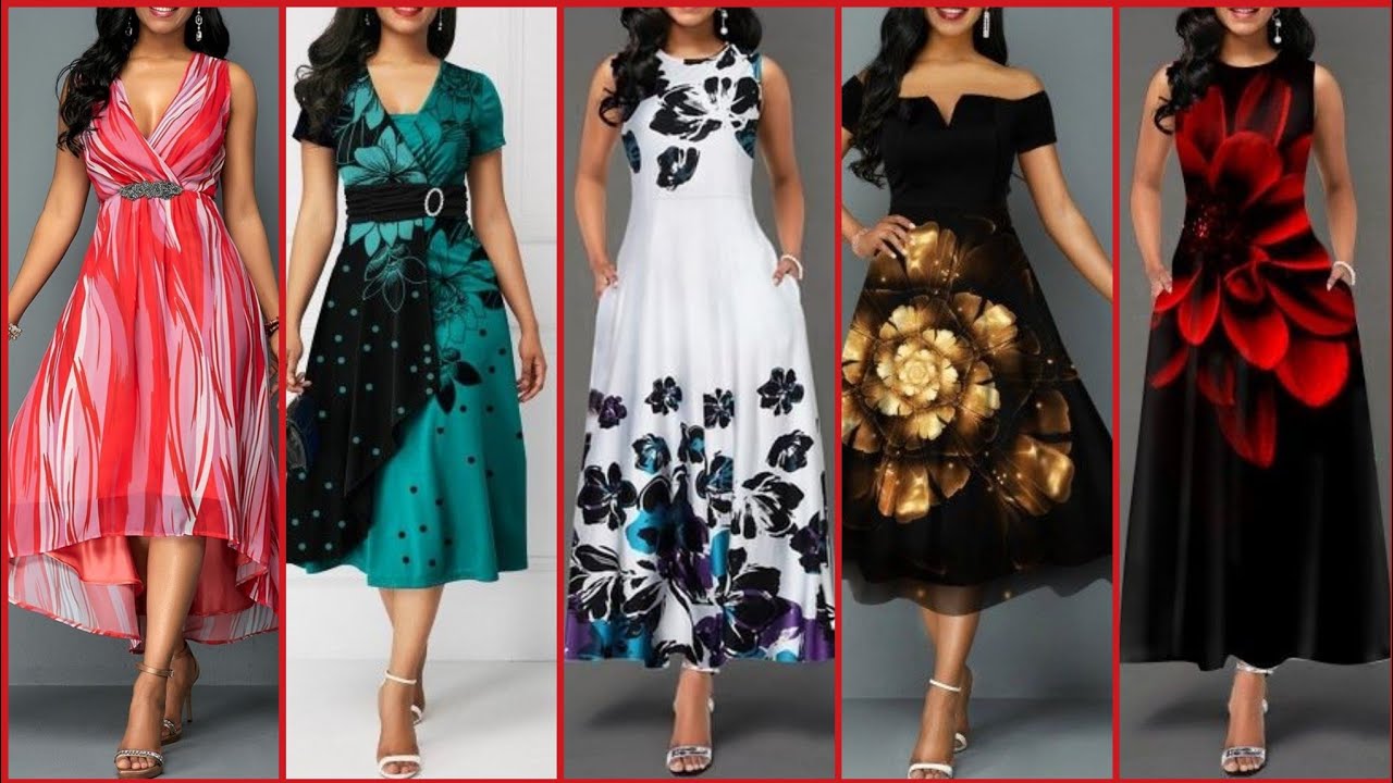 Top Class Stylish And Trendy Designer Printed Maxi /Midi ALine /Skater ...
