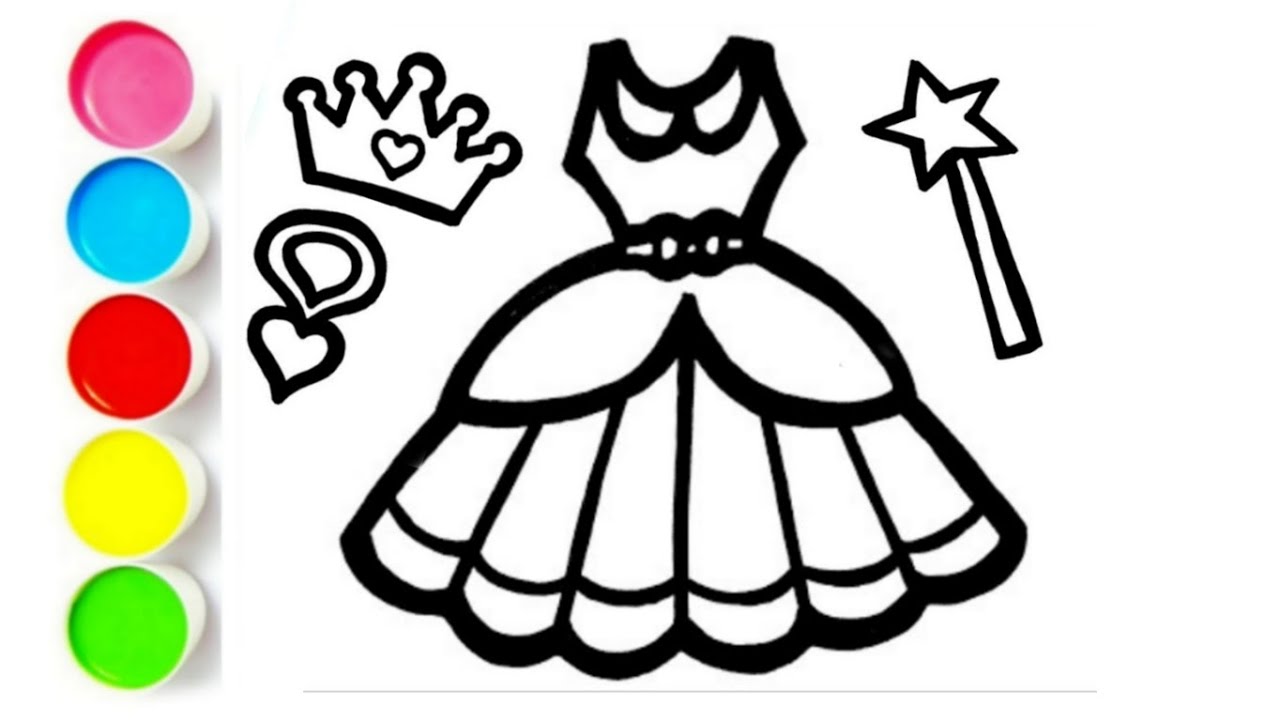 Rainbow🌈 Princess dress set drawing, colouring and painting for kids ...