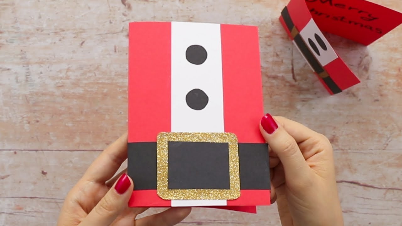 Homemade Christmas Card for Kids - simple Santa card - YouTube