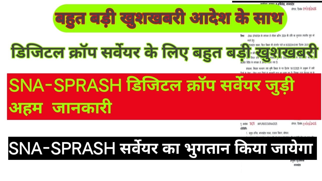 डिजिटल क्रॉप सर्वेयर के लिए बड़ी खबर! | पेमेंट अपडेट | SNA-SPARSH | 5 ...