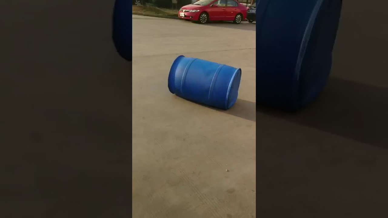 220L plastic chemical drum drop testing - YouTube