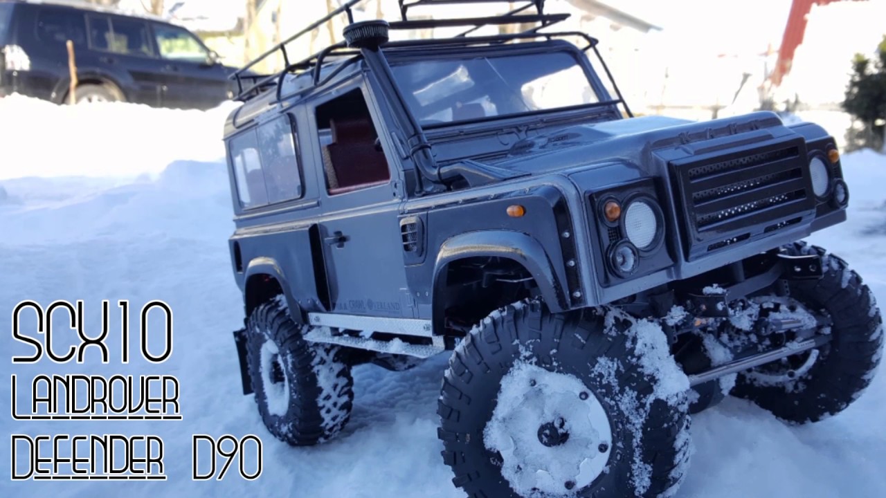 Land Rover Defender 1:10 Kahn D90 SCX10 Crawler im Schnee - YouTube