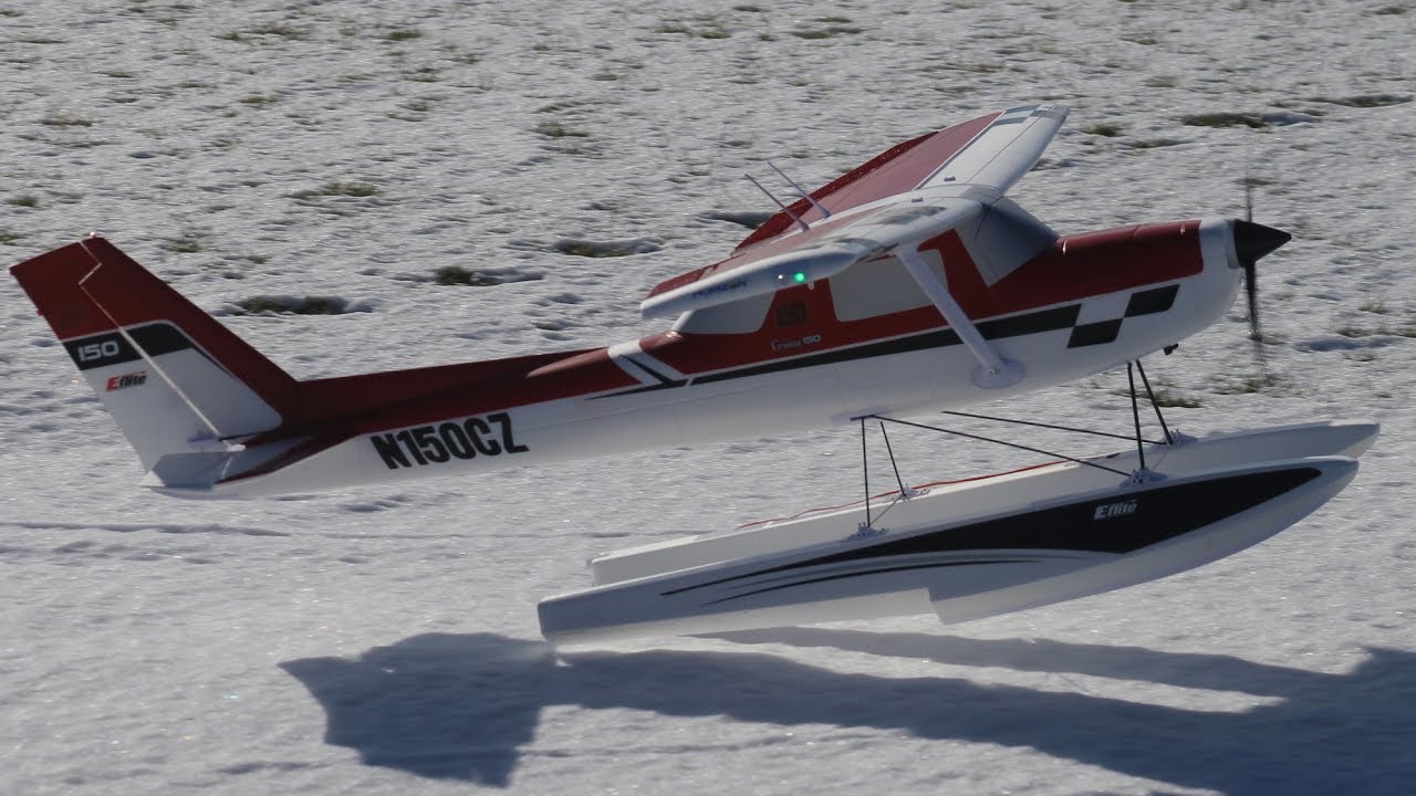 Chris' E-Flite Cessna 150 - Floats on Snow - YouTube