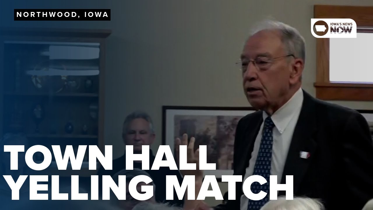 Chuck Grassley town hall attendees get into yelling match - YouTube