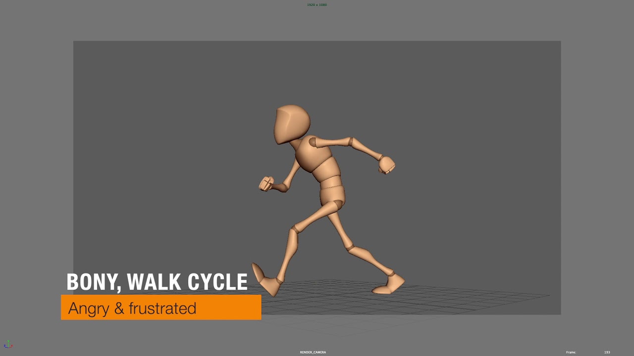 Bony walk cycle angry - YouTube