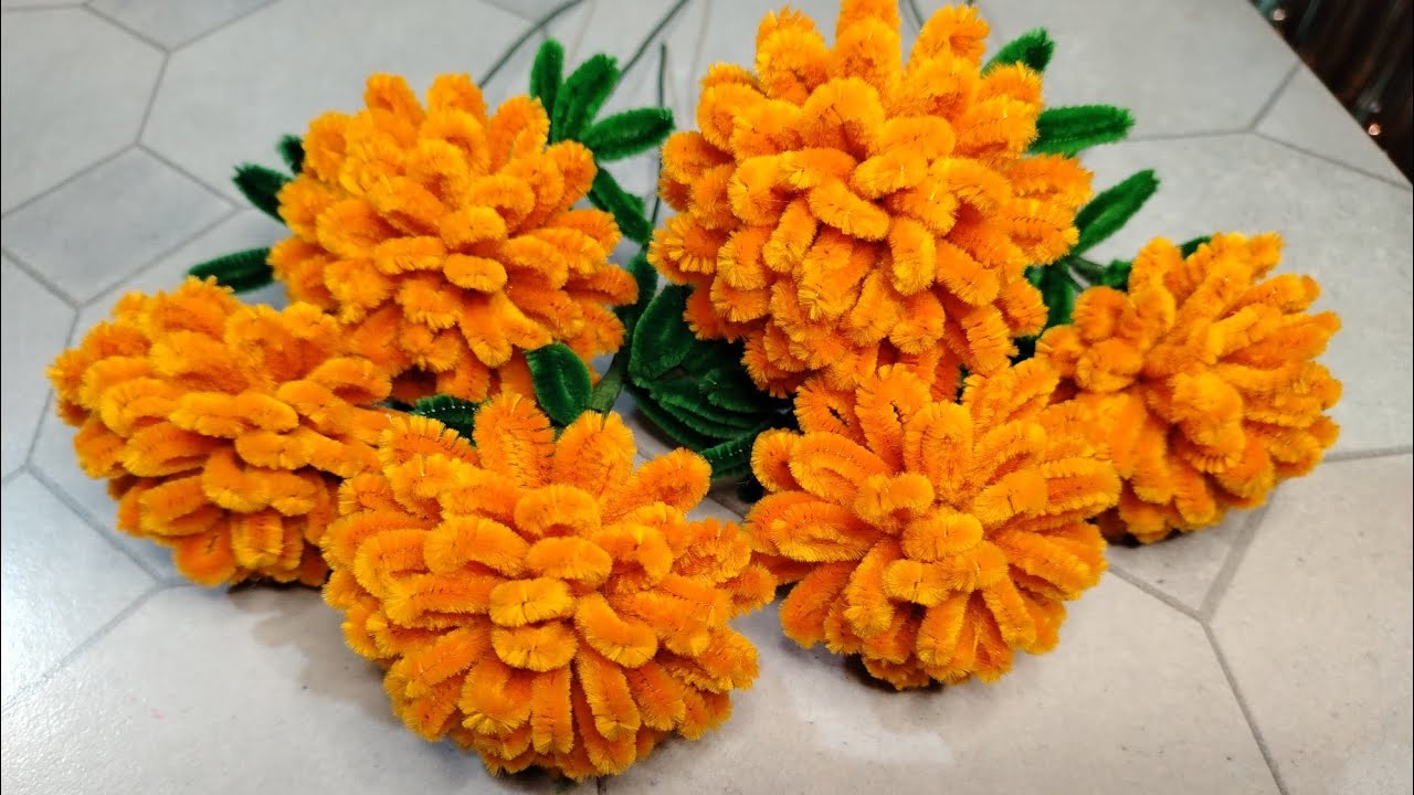 Cempasúchil con limpiapipas / bonito y fácil - YouTube