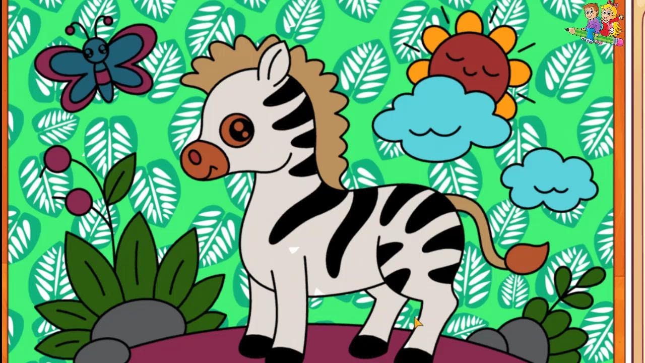 Coloring In Zebra For Kids and Toddlers- Best animal Coloring Videos ...