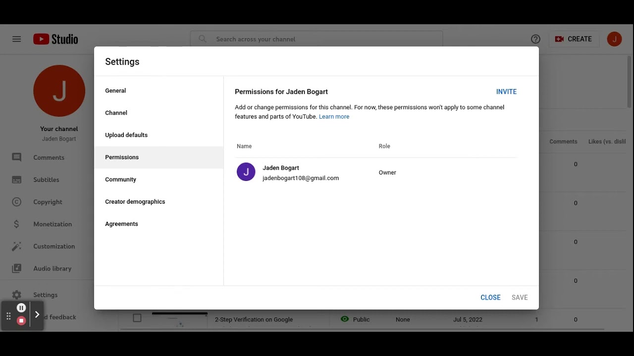 Permissions in YouTube Studio - YouTube
