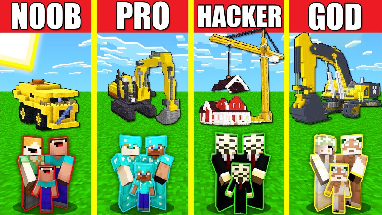 Minecraft Battle: CONSTRUCTION BUILD CHALLENGE - NOOB vs PRO vs HACKER ...