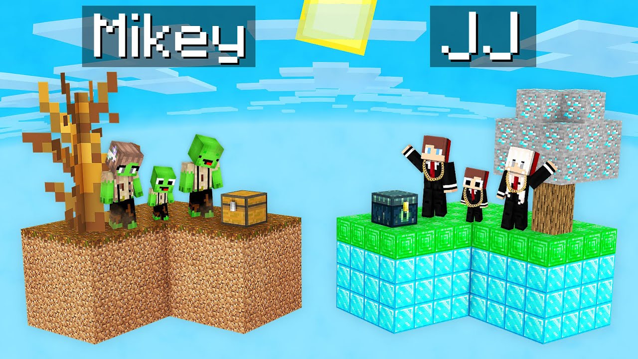Mikey Family POOR vs JJ Family RICH SKYBLOCK Battle in Minecraft (Maizen) - YouTube