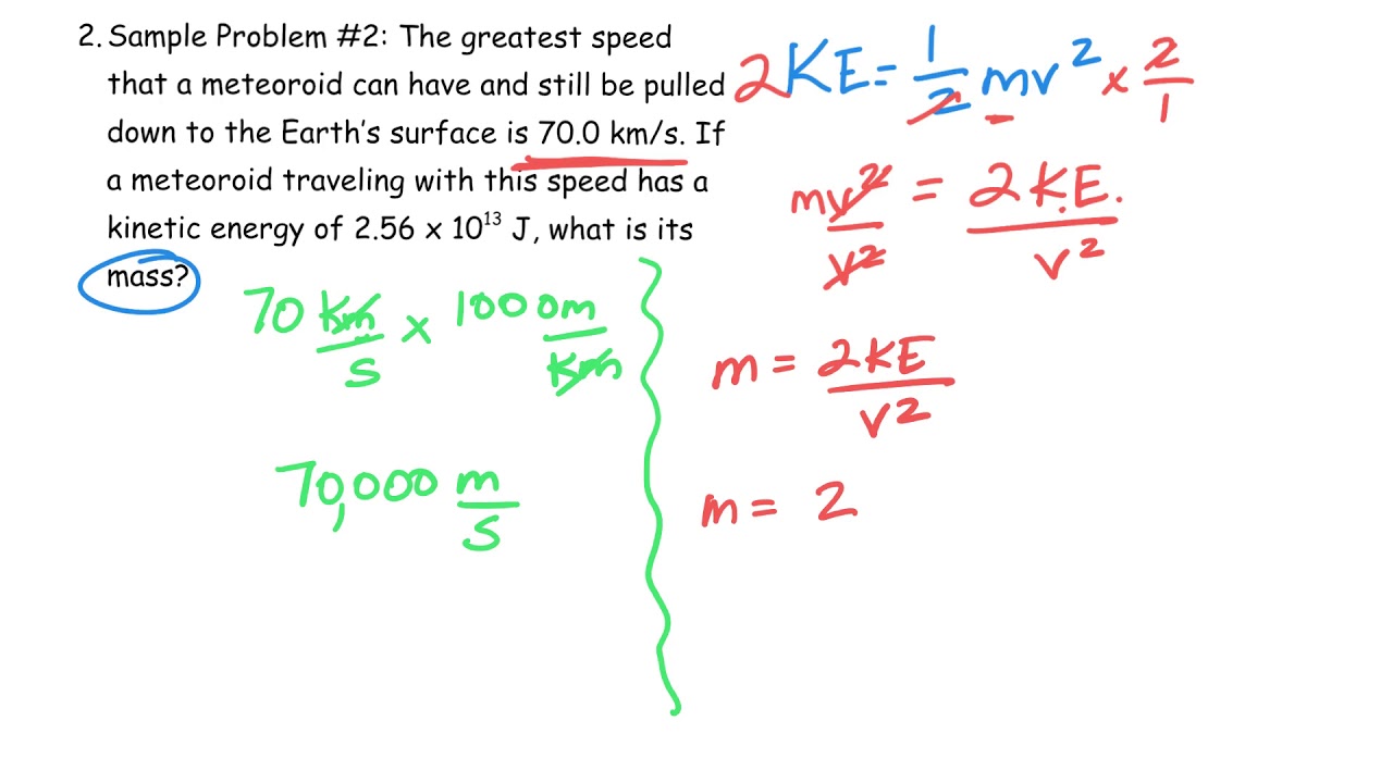 Kinetic Energy sample problem #2 - YouTube