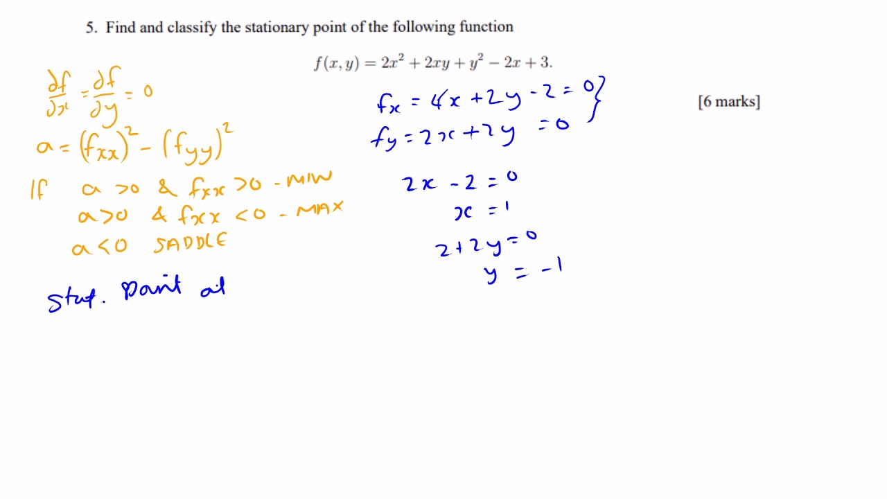 Q5- Stationary Points (3d) - YouTube