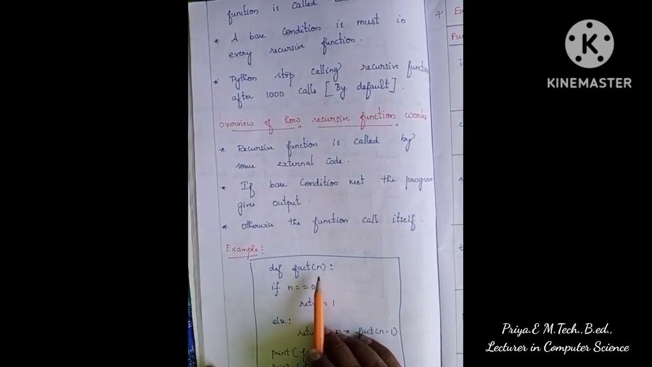12th std Computer Science chapter 7 Python Functions important 5 mark(Recursive Function) - YouTube