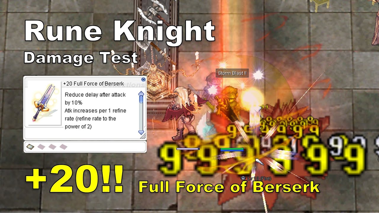 [BB iRO] Rune Knight - "+20 Full Force!! Damage Test" - IRO Chaos - YouTube