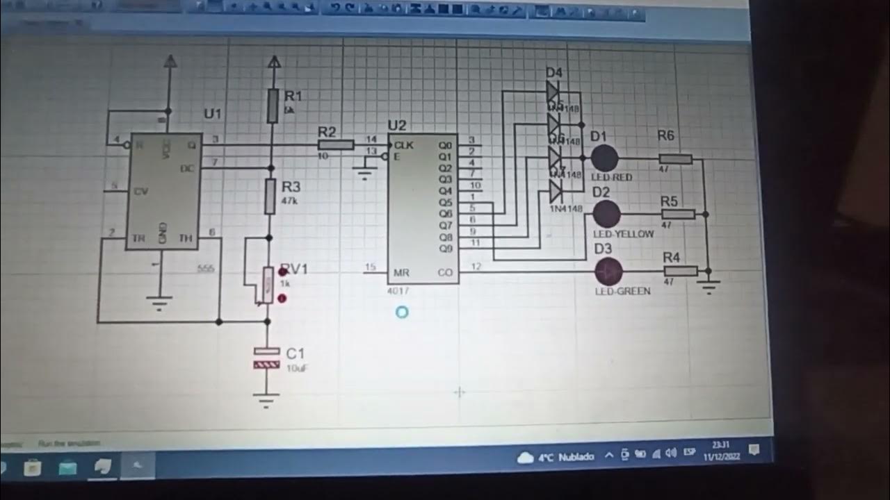 Semáforo en Proteus con generador 555 y contador 4017 - YouTube