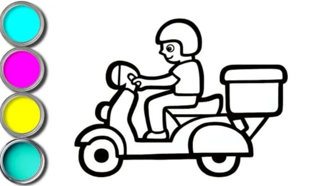 Food delivery drawing, coloring & painting for kids and children ...